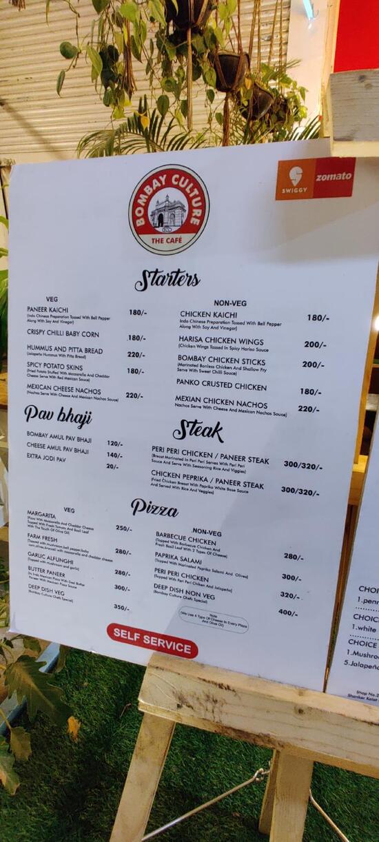 Menu at Bombay Culture The Cafe, Pimpri-Chinchwad