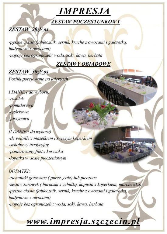 Menu at Impresja restaurant, Szczecin