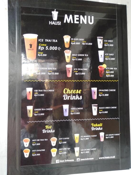 Menu at HAUS! Geger Kalong cafe, Bandung