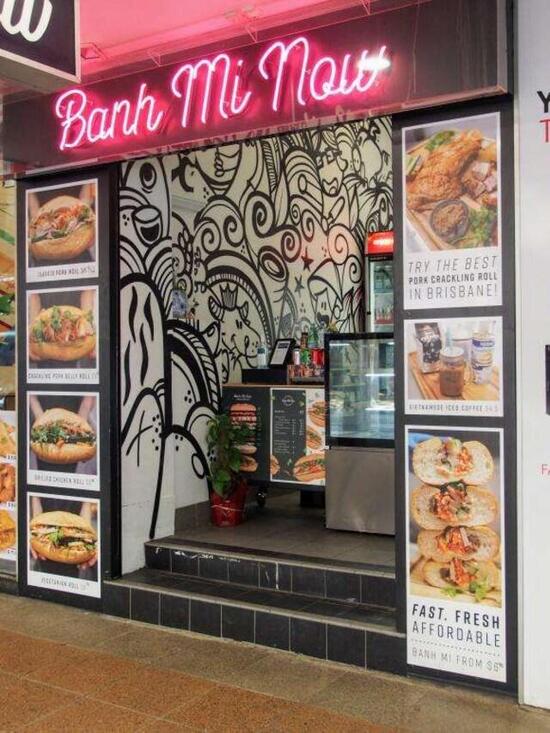 Menu at Banh Mi Now fast food, Brisbane City
