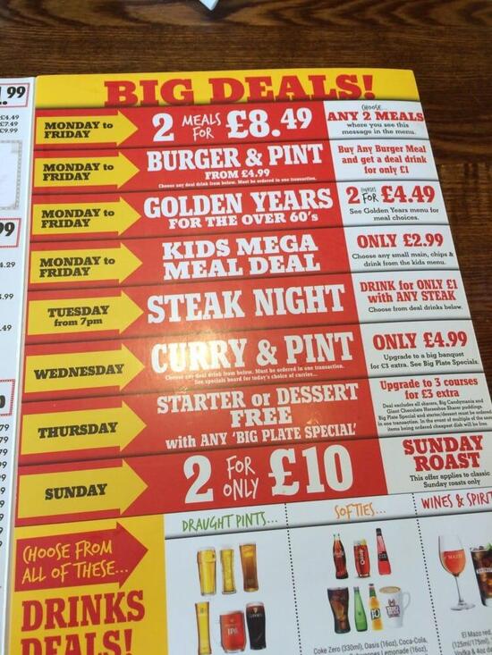 Menu at Milton Arms pub & bar, Cambridge