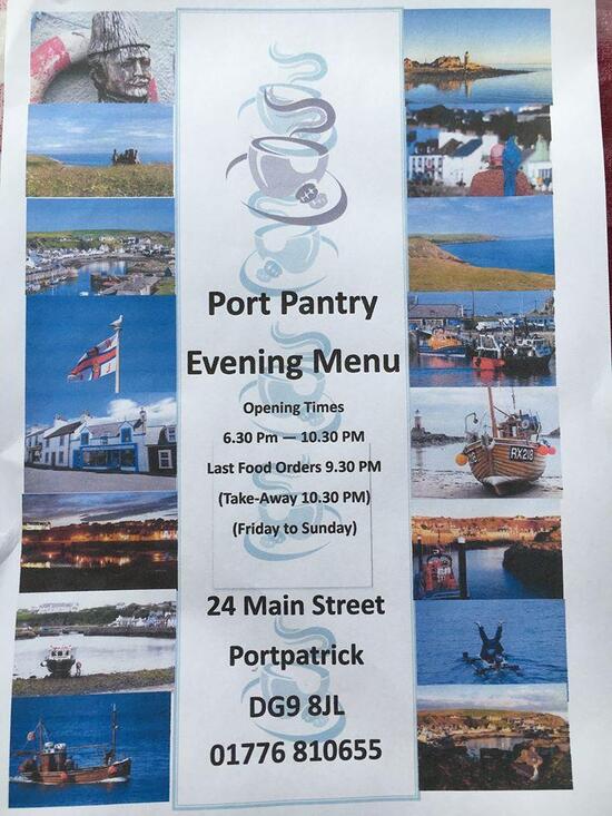 Menu at Port Pantry cafe, Portpatrick
