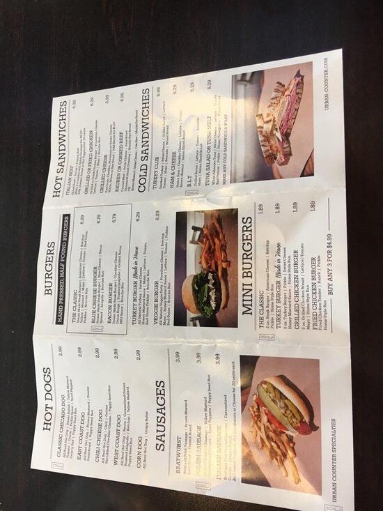 Menu at Urban Counter - Chicago restaurant, Chicago, S Wabash Ave