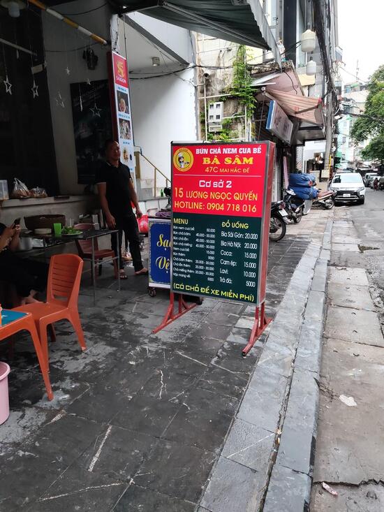 Menu at Bún Chả Bà Sâm restaurant, Hanoi