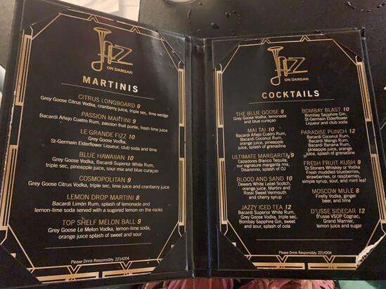 Menu at Jazz On Dargan pub & bar, Florence