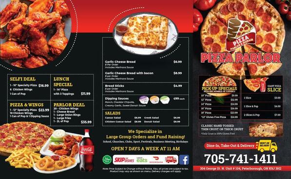 Pizza Parlor Peterborough pizzeria, Peterborough - Menu du restaurant ...