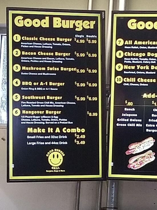 Menu at Good Burger Grill restaurant, Queen Creek
