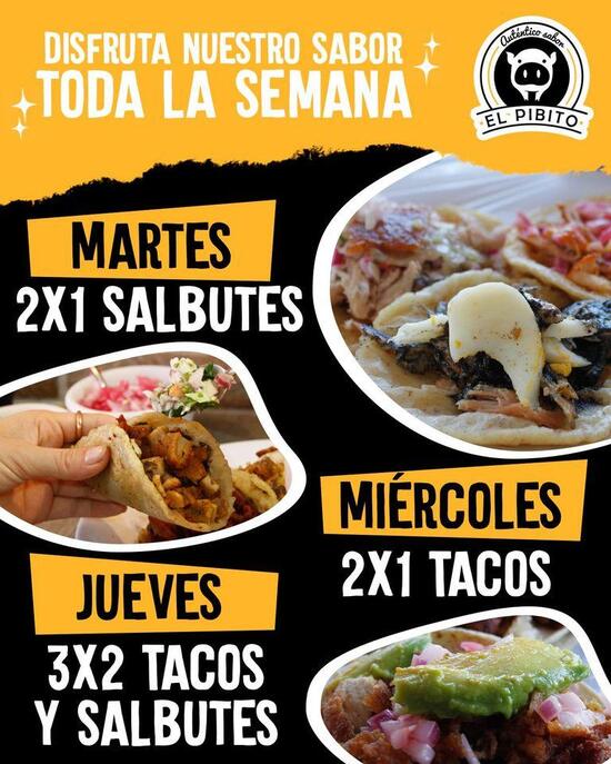 Menu at El Pibito restaurant, Mexico