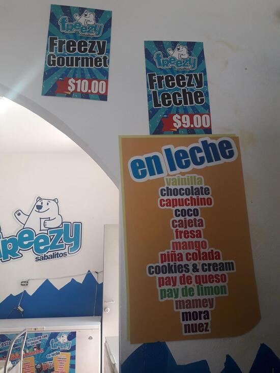 Menu at Freezy restaurant, Monterrey