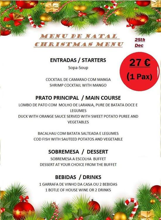 Menu em A Adega Steak House & Lounge Bar, Alvor
