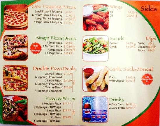 Menu at Grafton Pizza restaurant, Grafton