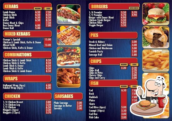 Menu at George's Fish Bar, Tilbury
