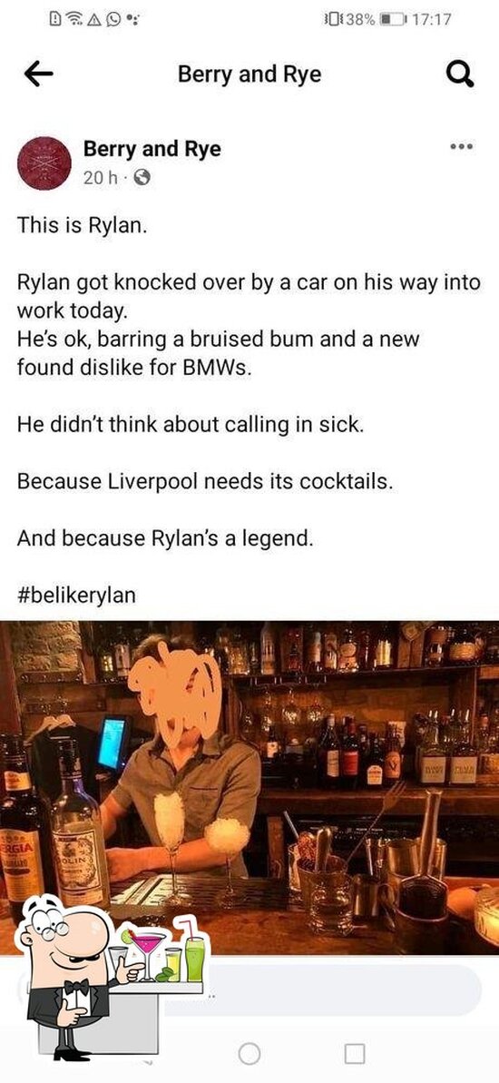 Menu at Berry and Rye pub & bar, Liverpool