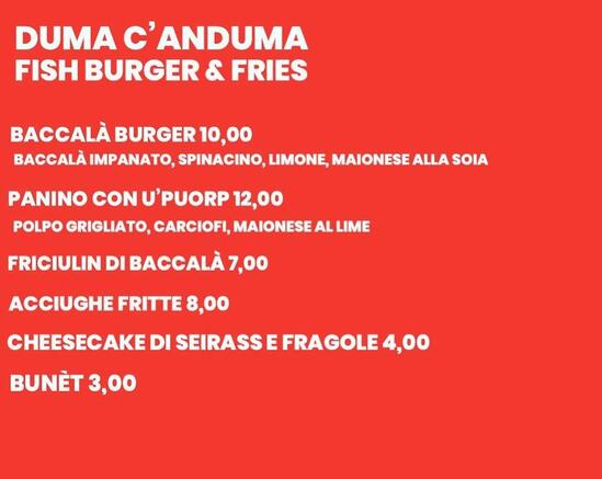 Menu da Ristorante Duma C'anduma, Solero