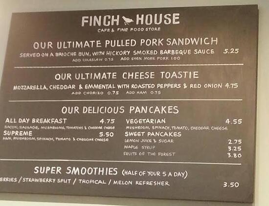 Menu at Finch House Cafe and Bakery, Tonbridge, Unit 15