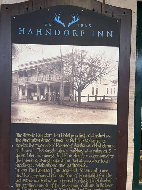 Menu at Hahndorf Inn restaurant, Hahndorf