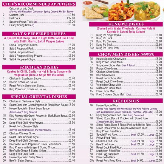 Menu at Golden Kitchen Chinese Bury St.Edmunds restaurant, Bury Saint ...