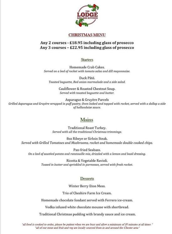 Menu at Bawn Lodge pub & bar, Chester