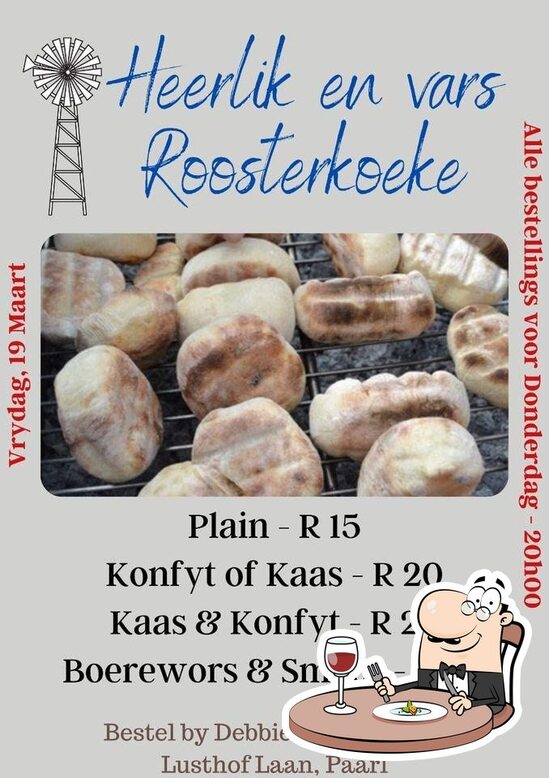 Carta del restaurante Die Plaas Kombuis Cape Town, Ciudad del Cabo