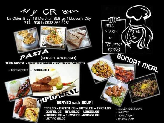 Menu at My CRave restaurant, Lucena