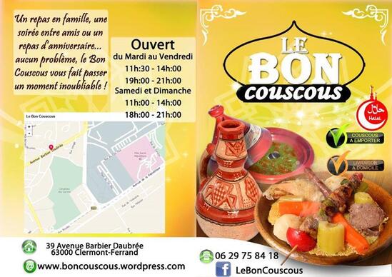 Menu au Au bon couscous restaurant, Clermont-Ferrand