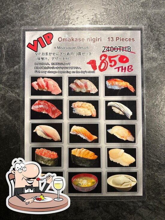 Menu at Hiro Sushi Phromphong restaurant, Bangkok