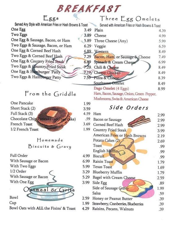 Menu at Chatter Box Cafe, Bradley