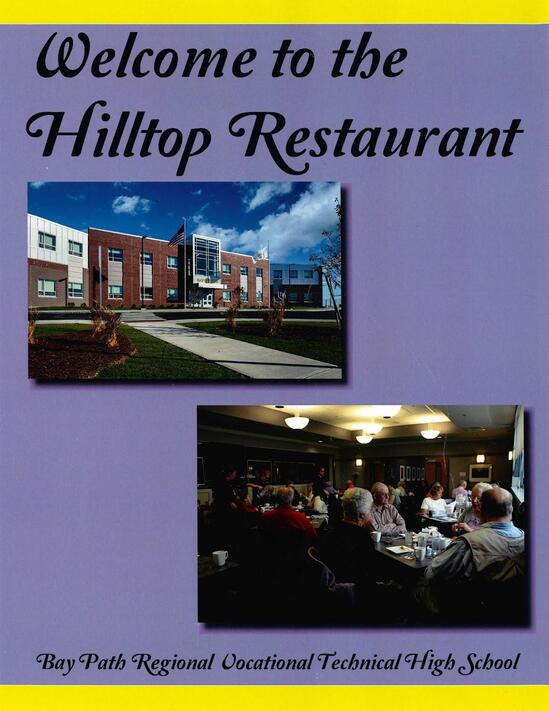 Menu at Hilltop Restaurant @ Bay Path RVTHS, Charlton