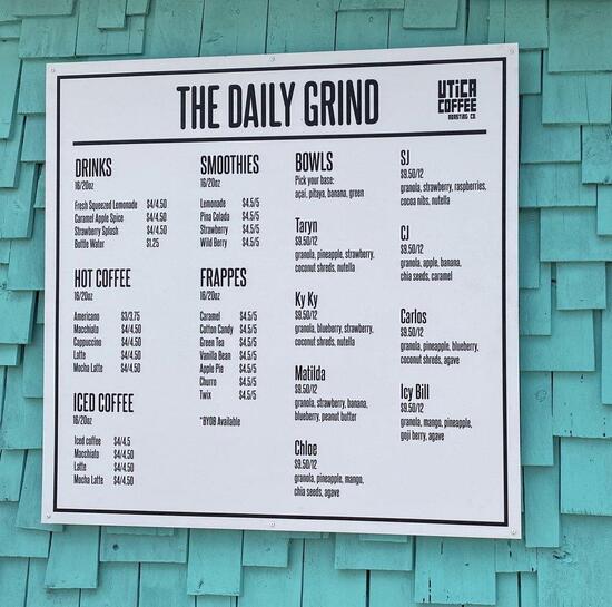 Menu at The Daily Grind pub & bar, Sylvan Beach