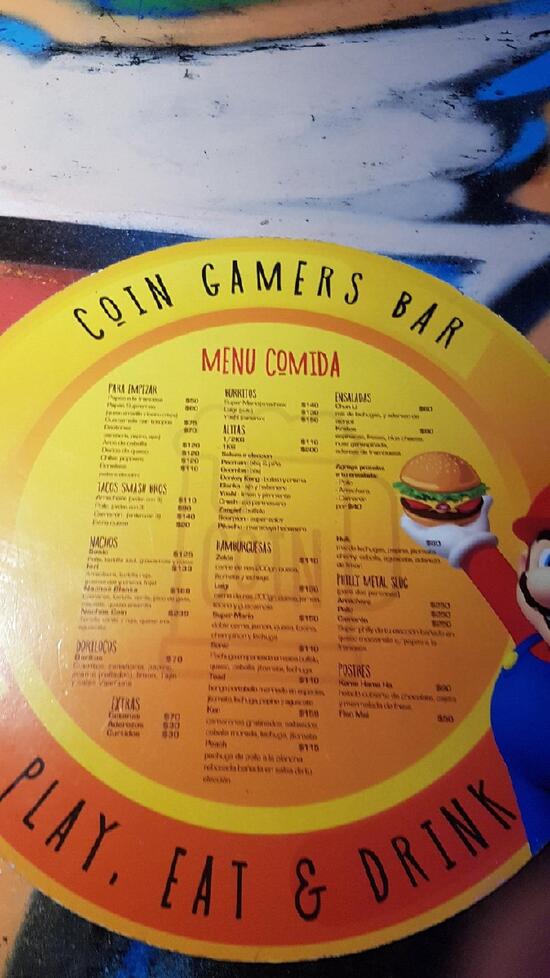 Menu at Coin Game Bar, Cancún