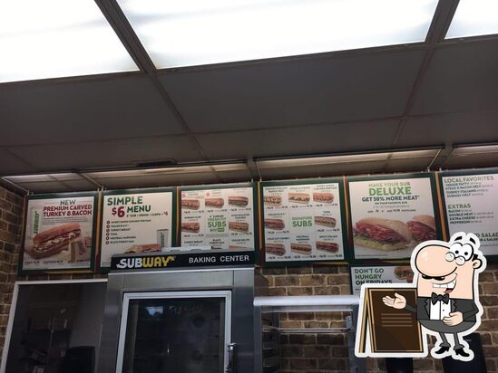 Menu at Subway fast food, Wakefield