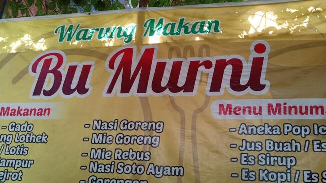 Menu at WM "Bu. Murni" restaurant, Salatiga