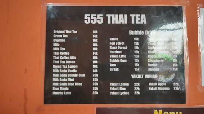 Carta del café 555 Thai Tea, North Tanjung Raja