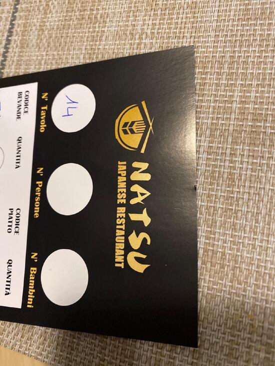 Menu at Natsu Japanese Restaurant, Vicenza