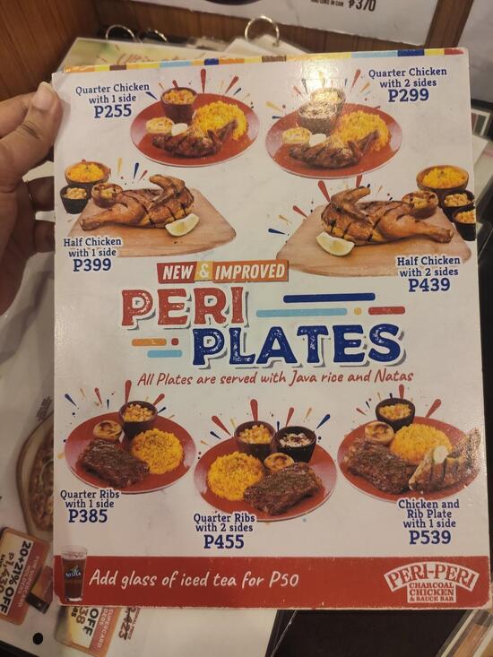 Menu at Peri Peri Charcoal Chicken and Sauce Bar, Las Pinas