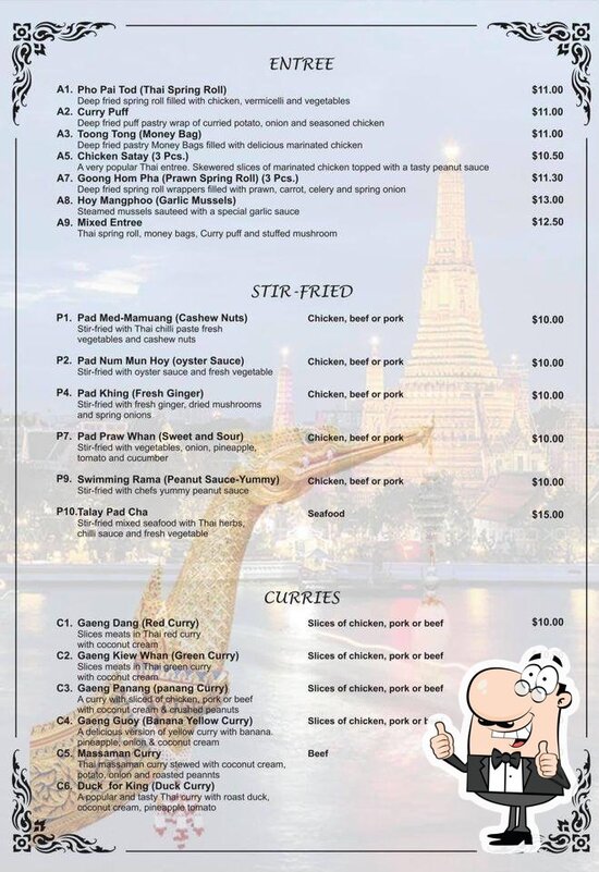 Menu at The House of Chang Thai restaurant, Whitianga