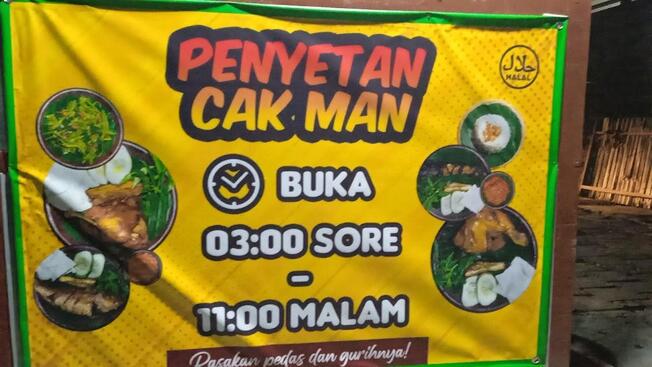 Menu at Penyetan Cak Man restaurant, Denpasar