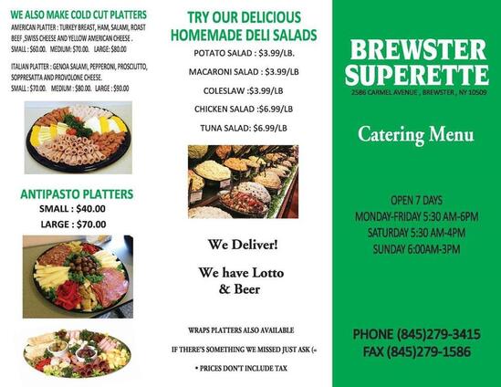 Menu at Brewster Superette, Brewster
