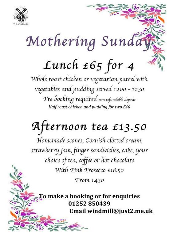 Menu at Windmill Ewshot pub & bar, Farnham