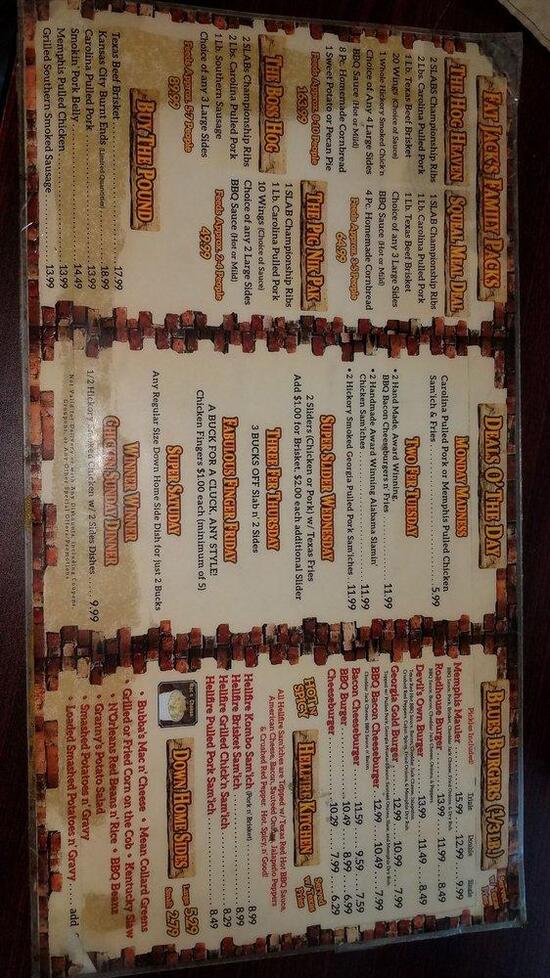 Menu at Fat Jack's BBQ, Cortland