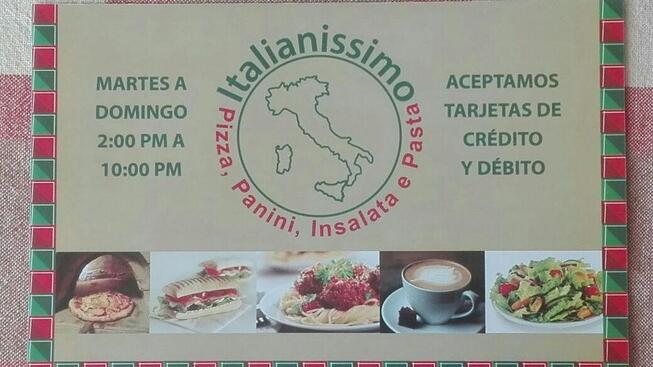 Carta del restaurante Italianissimo, Metepec, Lázaro Cárdenas 1005-Local 12