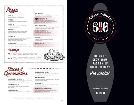 Menu at 810 Entertainment - Market Common pub & bar, Myrtle Beach