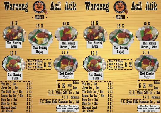 Menu at NASI KOENING ACIL ATIK restaurant, Bontang