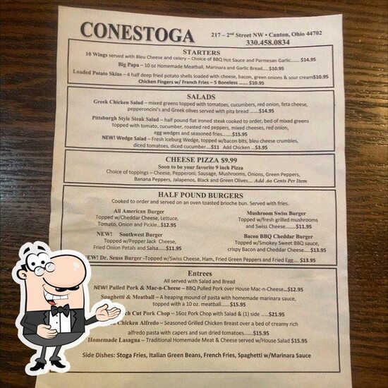 Menu at Conestoga Grill pub & bar, Canton