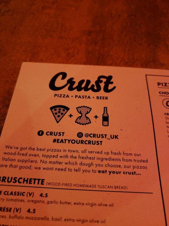 Menu at Crust Liverpool pub & bar, Liverpool, 25 Bold St