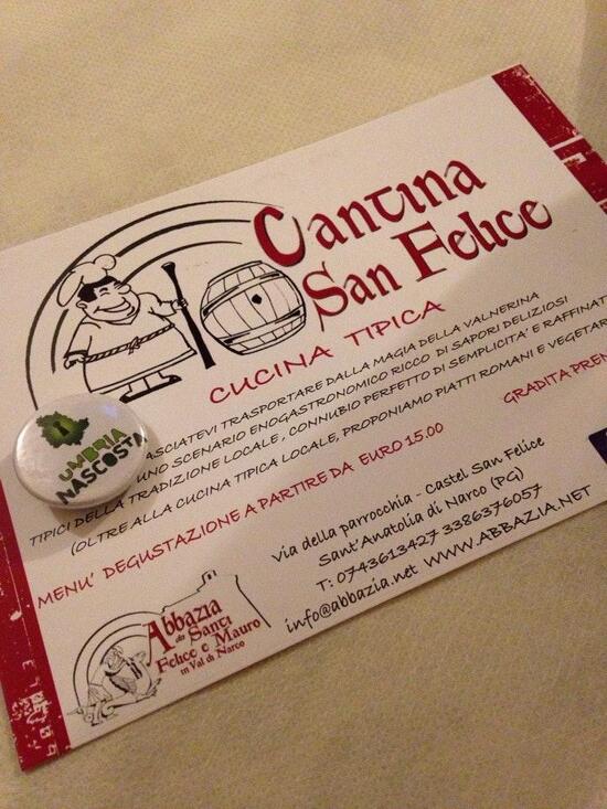 Menu da Cantina San Felice ristorante, Castel San Felice