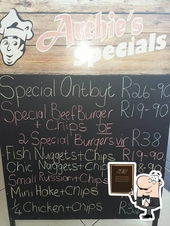 Menu at Archies Take Aways restaurant, George