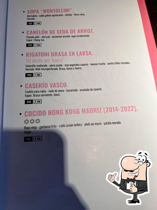 Carta del restaurante RavioXO, Madrid, dentro del Gourmet Experience ECI