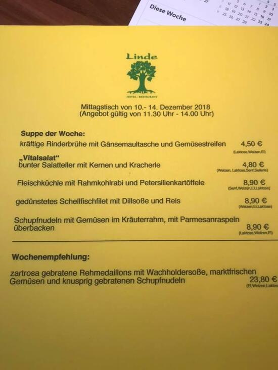Speisekarte von Backgut - Hotel Restaurant Linde, Heidenheim an der Brenz