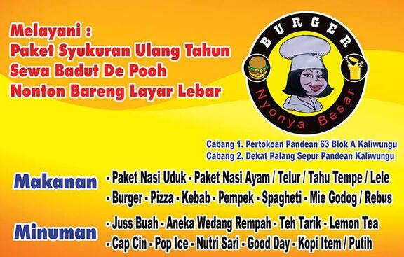 Menu at Burger Nyonya Besar 63 cafe, Kaliwungu